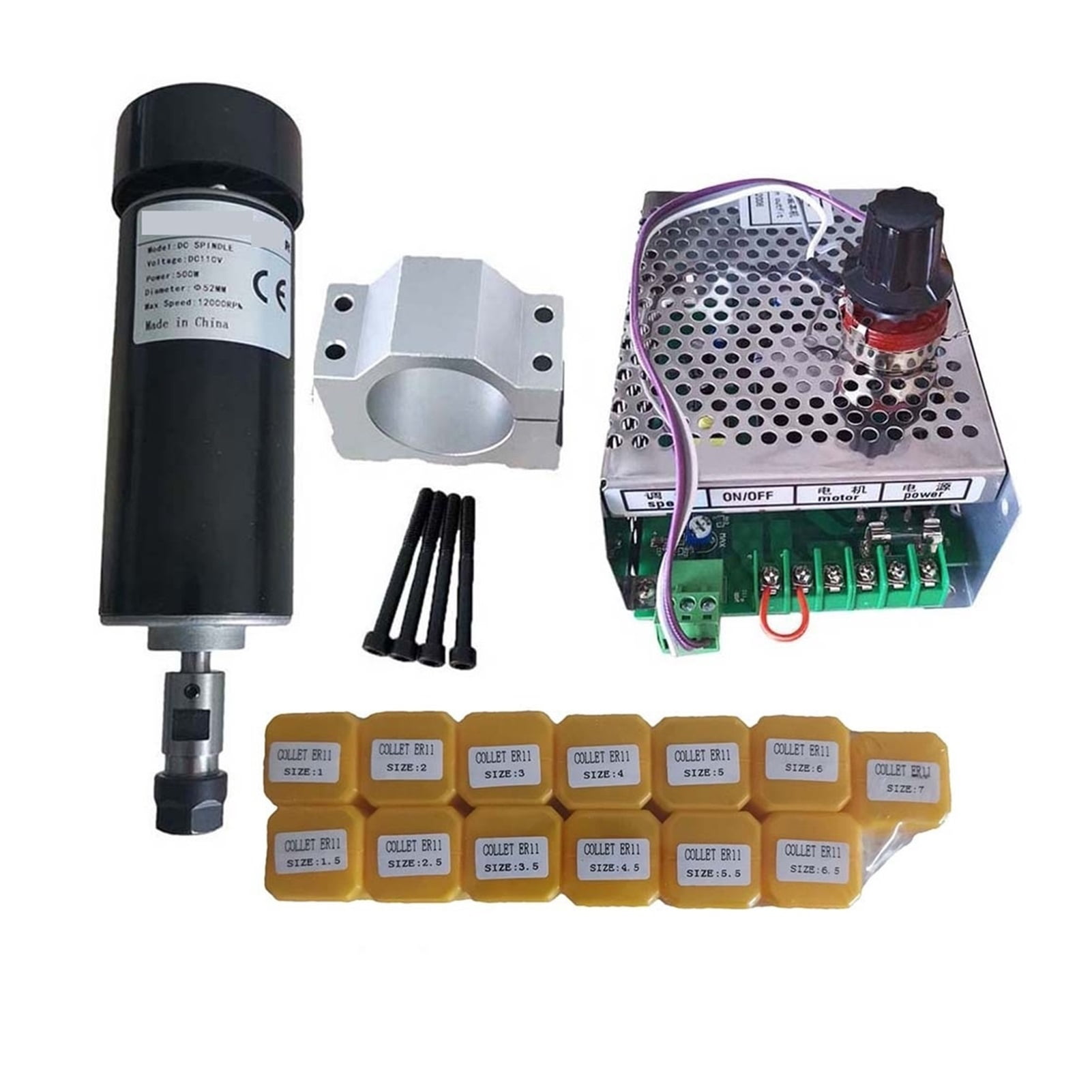 0.5kw Clamps Air Cooled Spindle Motor Kit ER11 Chuck CNC 500W Spindle ...