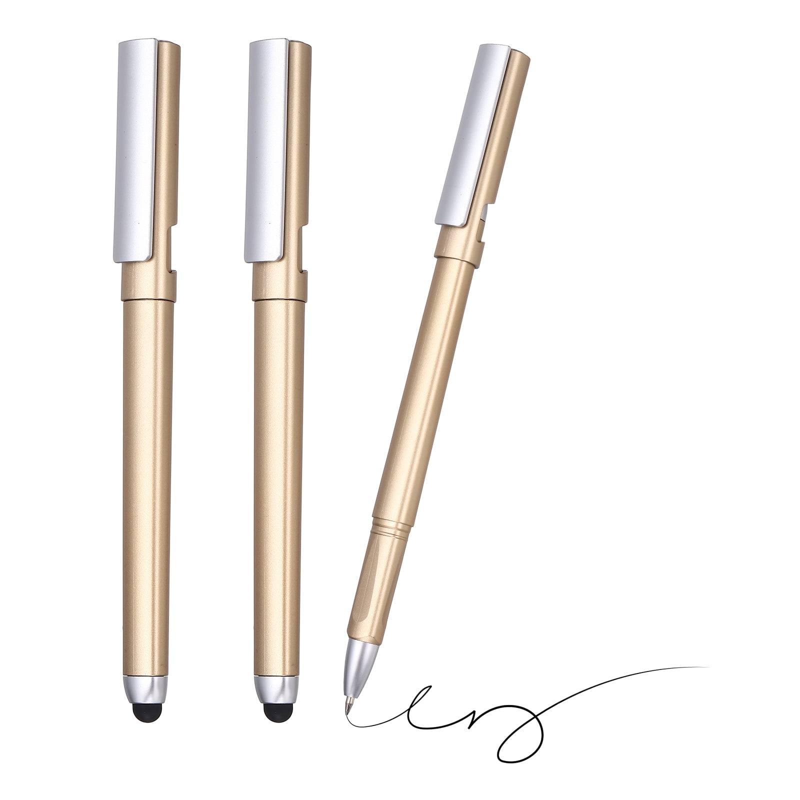 0.5mm Gel Pens, 3Pcs Stylu-Pen 2-in-1 Black Ink Rollerball Pen Business ...