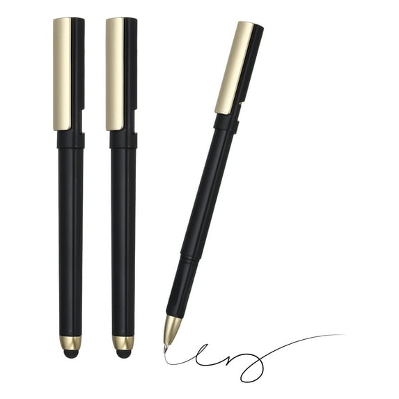 0.5mm Gel Pens, 3Pcs Stylu-Pen 2-in-1 Black Ink Rollerball Pen Business ...