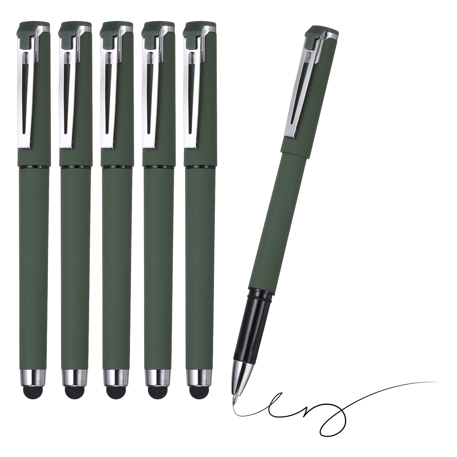 0.5mm Gel Pens, 6Pcs Stylu-Pen 2-in-1 Black Ink Rollerball Pen Business ...