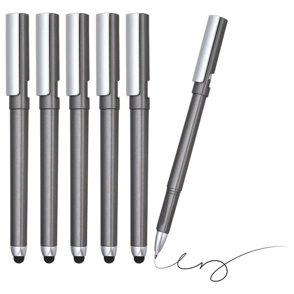 0.5mm Gel Pens, 6Pcs Stylu-Pen 2-in-1 Black Ink Rollerball Pen Business ...