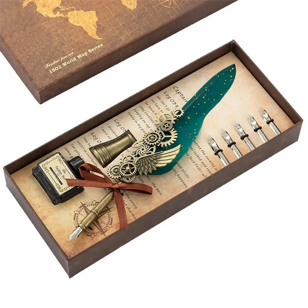 0.5mm Luxury Fountain Pen Set Vintage Steampunk Style Sprinkling Gold ...