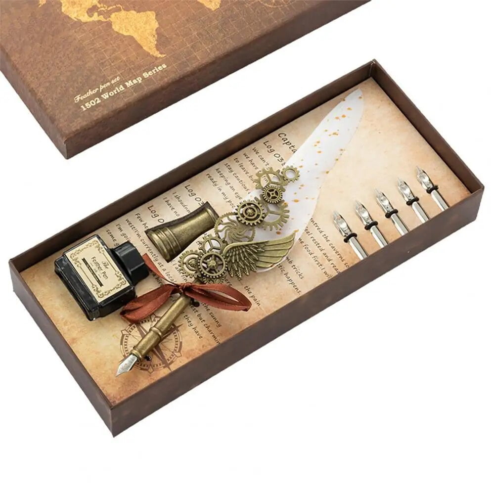 0.5mm Luxury Fountain Pen Set Vintage Steampunk Style Sprinkling Gold ...