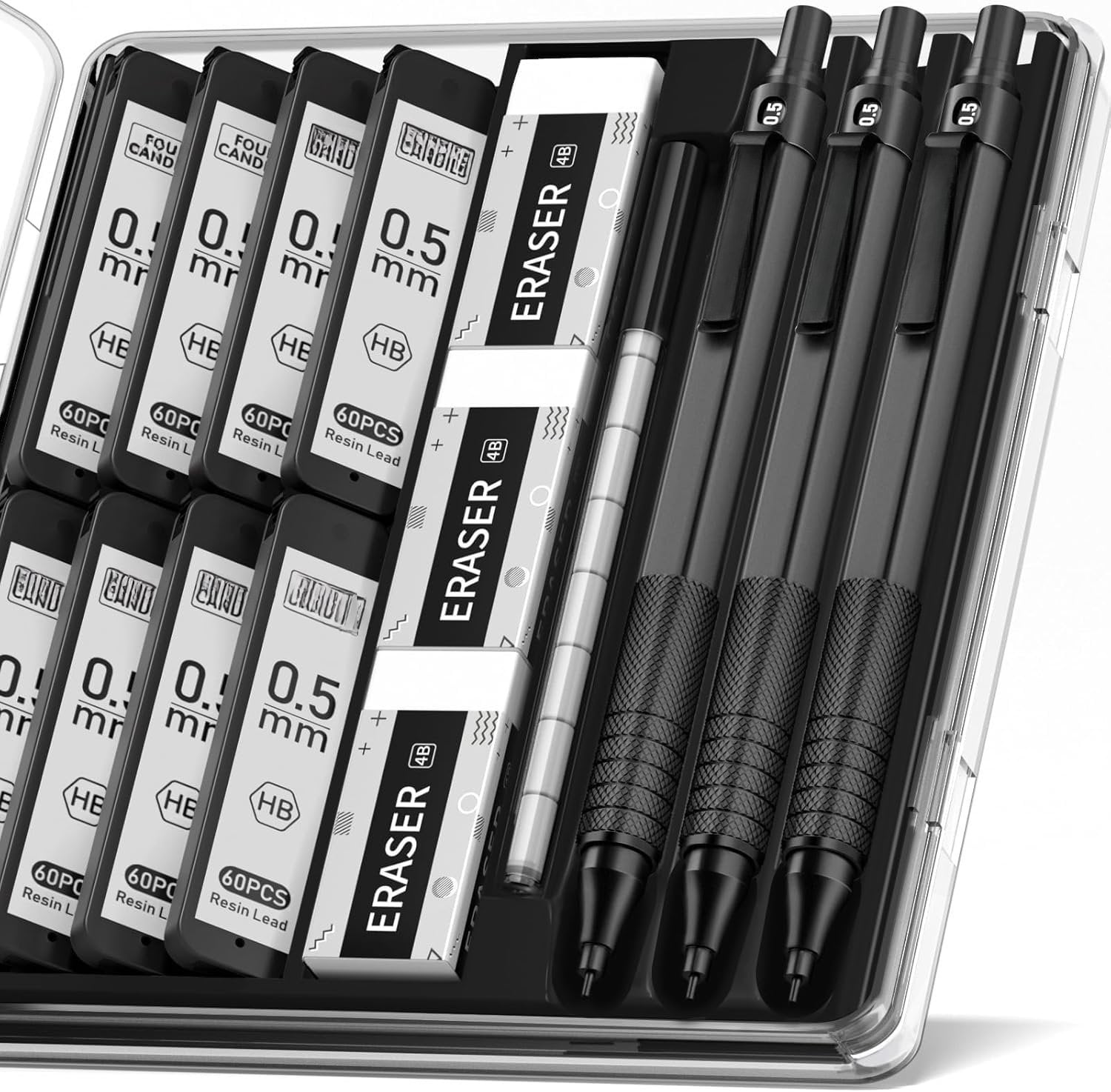 0.5mm Mechanical Pencil Set with Case, 3 count Artist Lead Pencil with ...