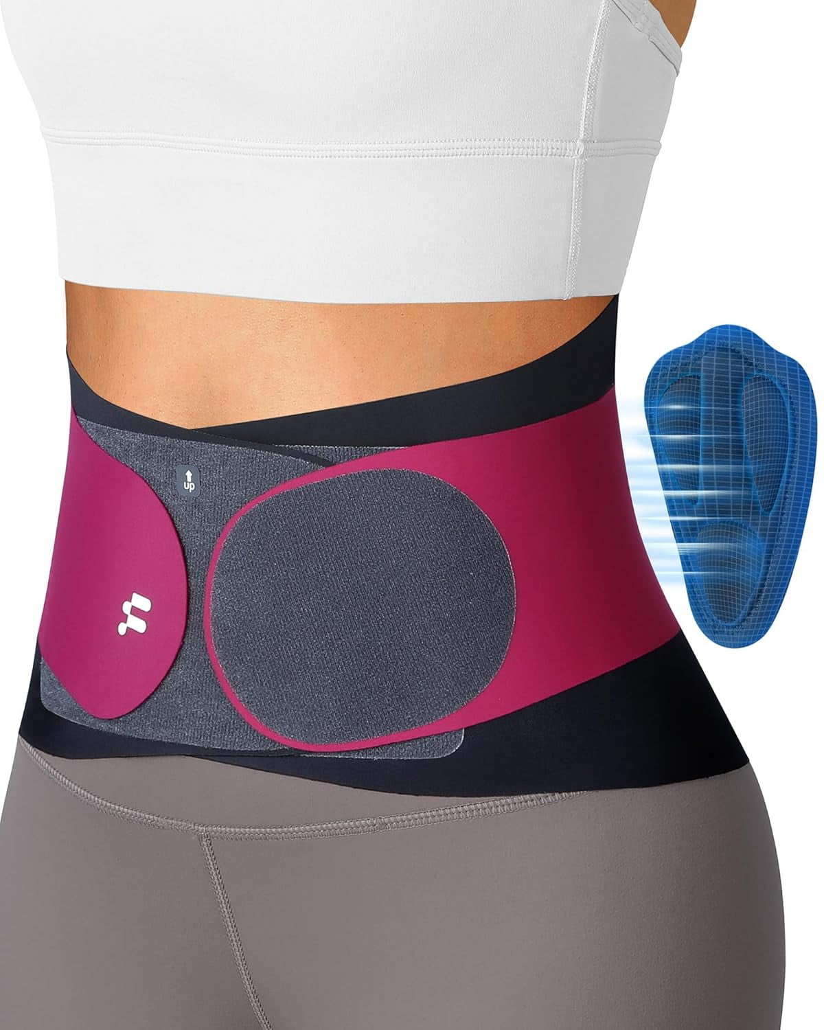 0.5mm Ultra Thin Back Brace with 3D Lumbar Pad, 6 Flexible Support ...