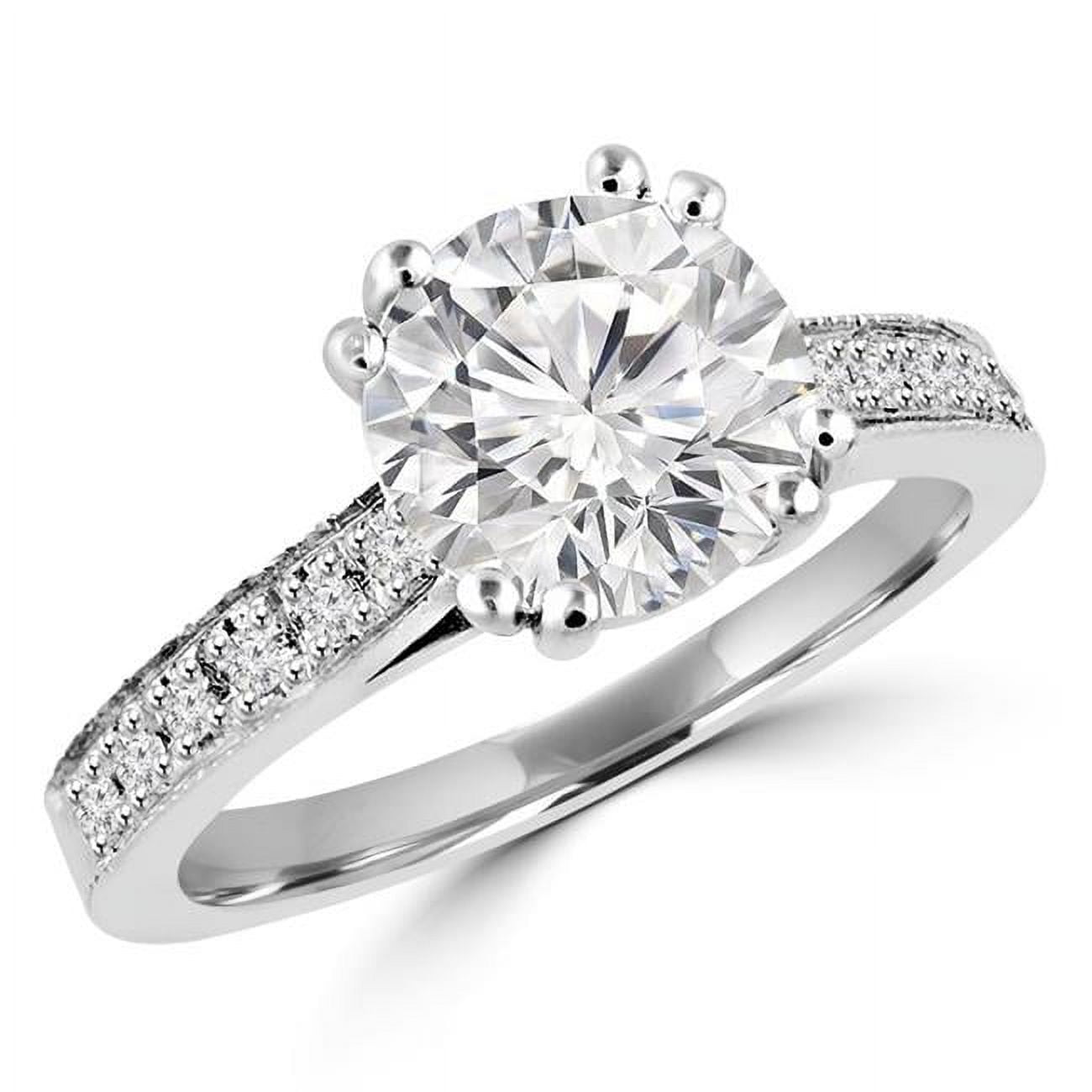 0.6 CTW Round Diamond Double Prong Solitaire with Accents Engagement ...