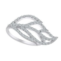 AFFY 0.42 Carat (Ctw) Round Shape White Natural Diamond Open Heart ...