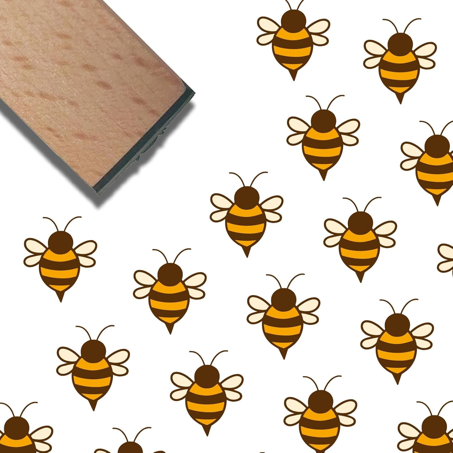 0.6 Inch Mini Wooden Rubber Stamp Bee Wood Stamps Small Square Bumble ...