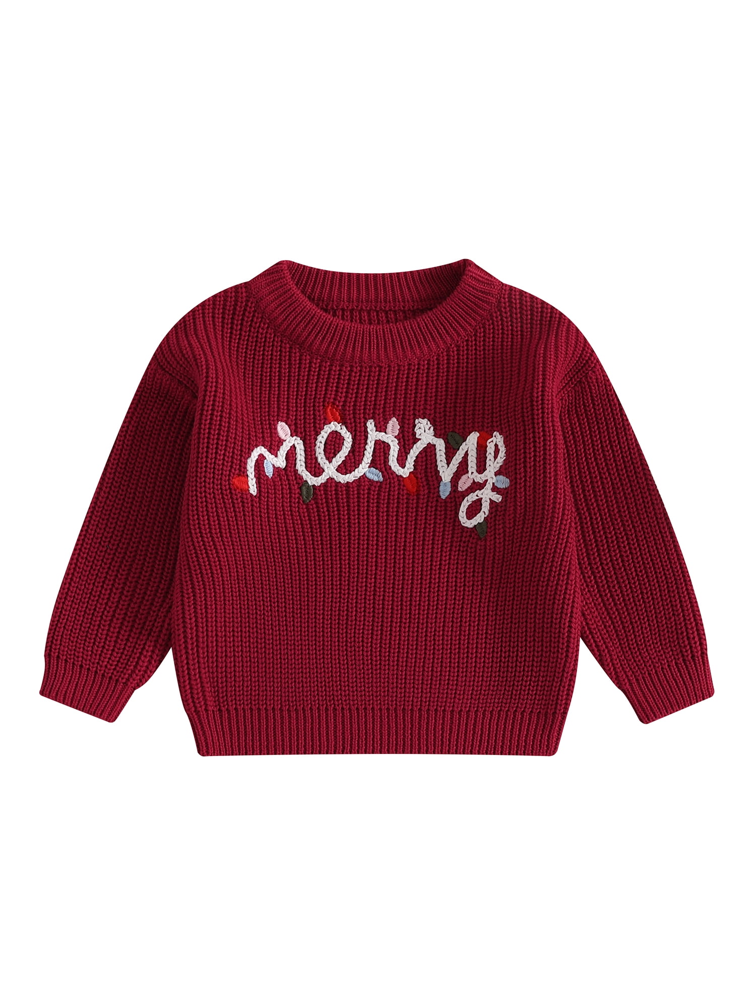 0-6 Years Toddler Boys Girls Christmas Sweater Letter Light String Long ...