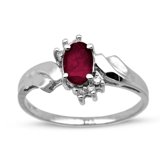 0.60 CTTW Natural Heated Ruby & Diamond Dashion Ring Set, 14K Gold ...