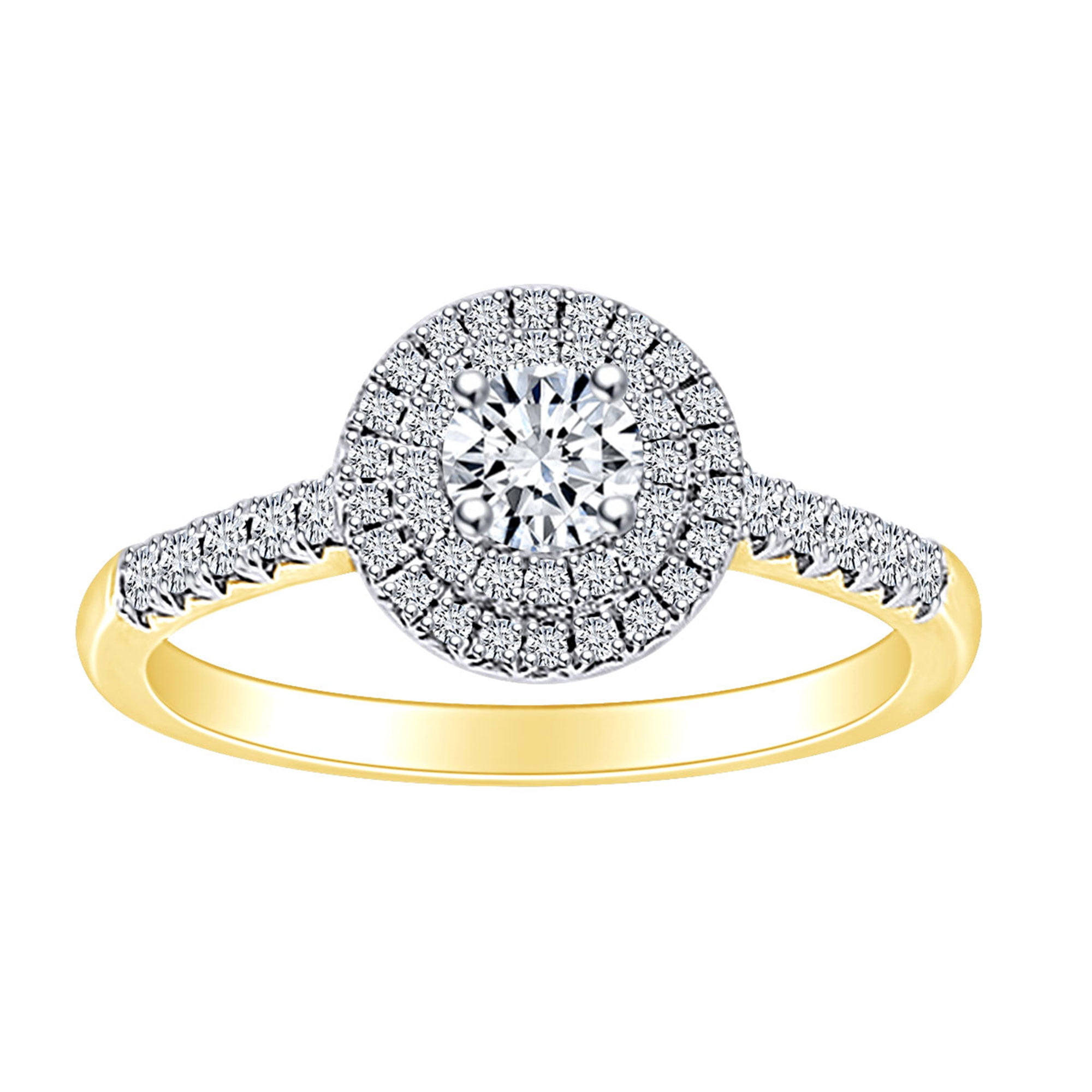 AFFY 0.60 Carat (Ctw) Round Shape White Natural Diamond Double Halo ...