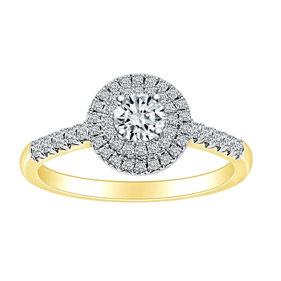AFFY 0.60 Carat (Ctw) Round Shape White Natural Diamond Double Halo ...