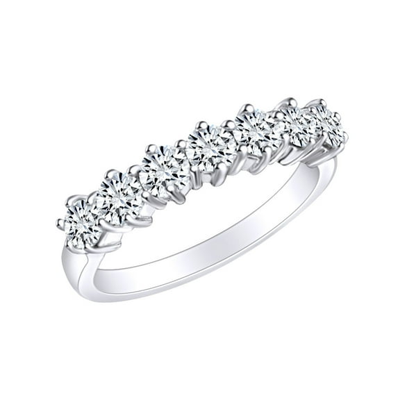AFFY 0.60 Carat (Ctw) Round White Natural Diamond 7 Stone Eternity ...