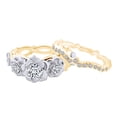 AFFY 0.60 Carat Round Shape Natural Diamond Three Stone Engagement ...