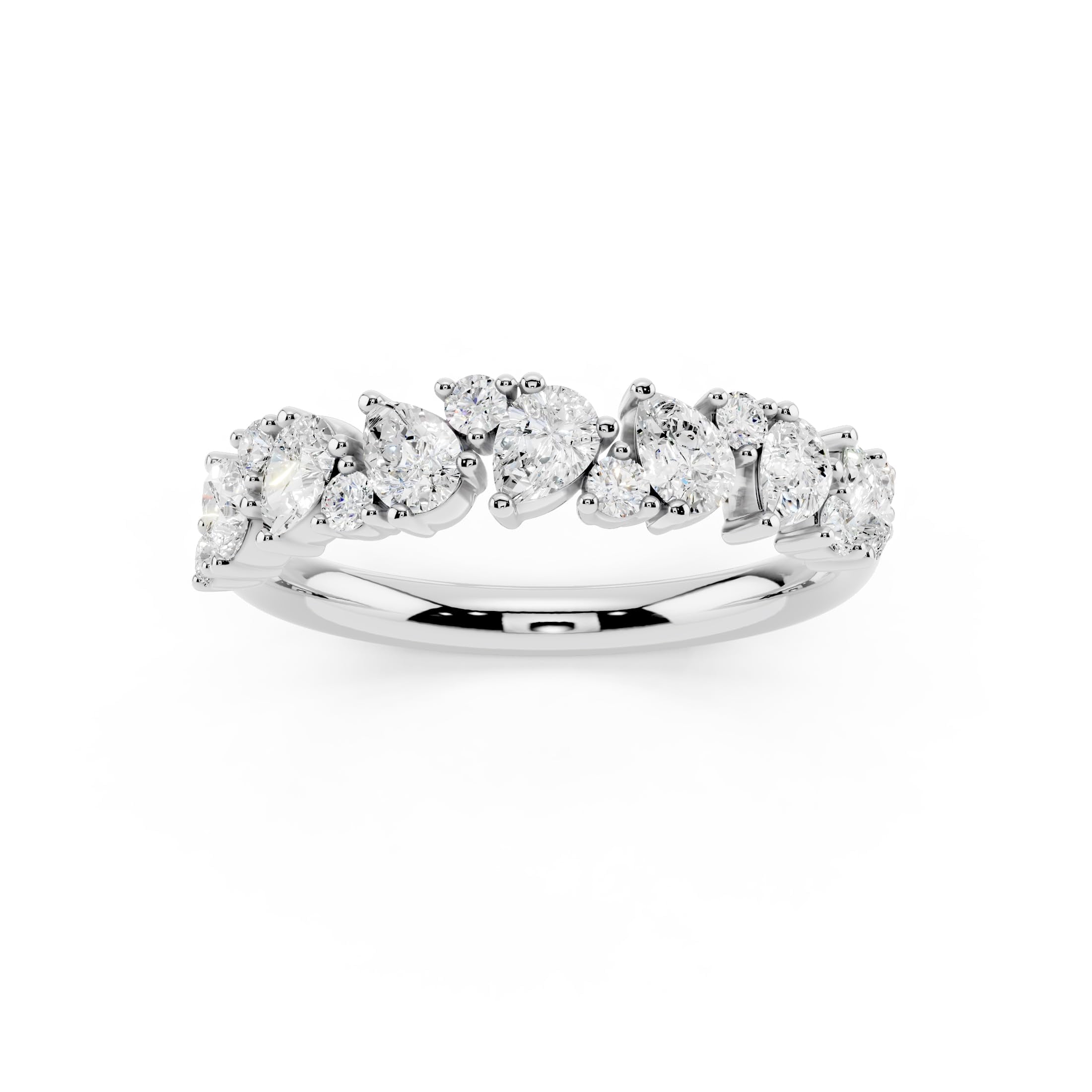 0.60 Cttw Pear and Round Moissanite Wedding Bands Ring for Women 14K ...