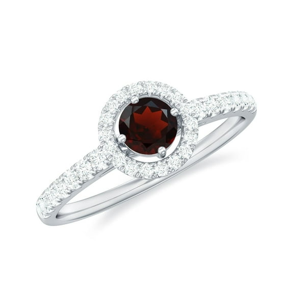 0.60 Ctw Red Garnet Natural Gemstone 925 Sterling Silver Halo ...