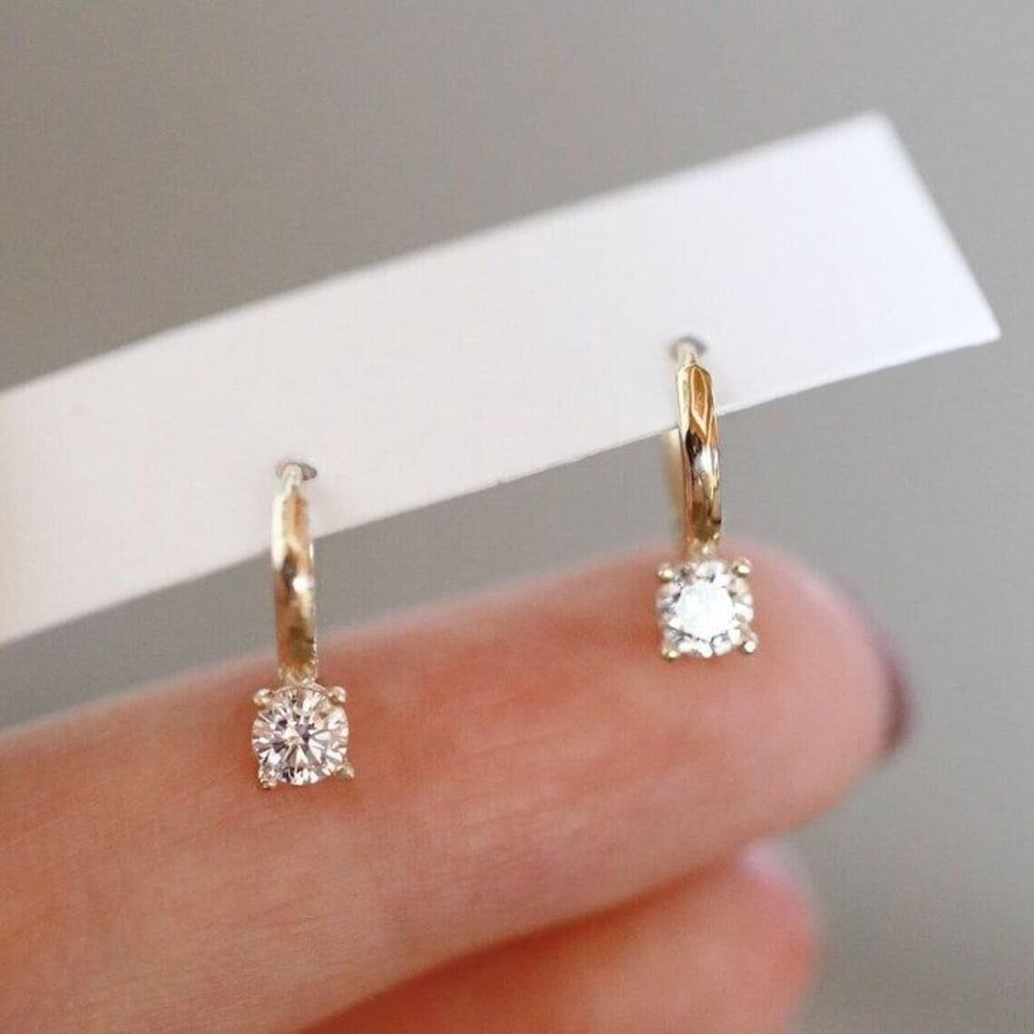 0.60Ct Round Cut Natural Diamond Hoops Earrings 14k Yellow Gold Plated ...