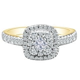 AFFY 0.62 Ctw Princess & Round Cut White Natural Diamond Square Halo ...