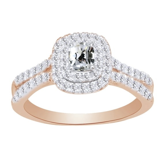 AFFY (0.62 cttw) White Natural Diamond Cushion Shape Pinched Shank ...