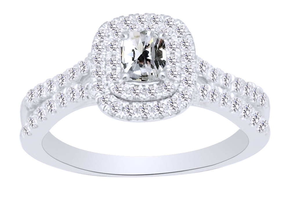 AFFY (0.62 cttw) White Natural Diamond Cushion Shape Pinched Shank ...