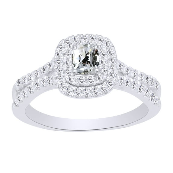 AFFY (0.62 cttw) White Natural Diamond Cushion Shape Pinched Shank ...