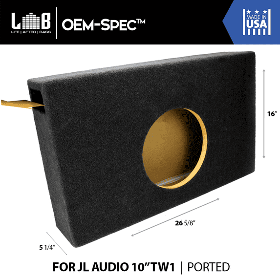 0.625 ft³ @ 35Hz Ported Enclosure Box for JL Audio 10" TW1 (10TW1) Car ...