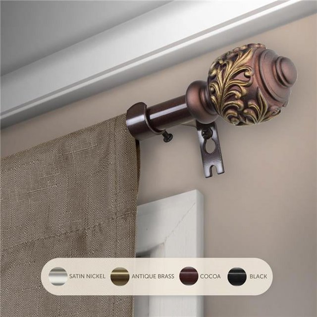 0.625 in. Aria Curtain Rod with 28 to 48 in. Extension, Cocoa - Walmart.com