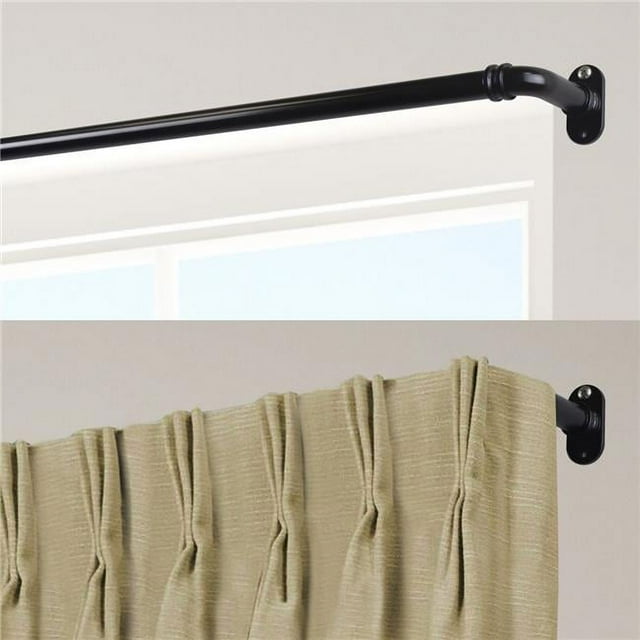 0.625 in. Blackout Curtain Rod with 84 to 120 in. Extension, Black ...