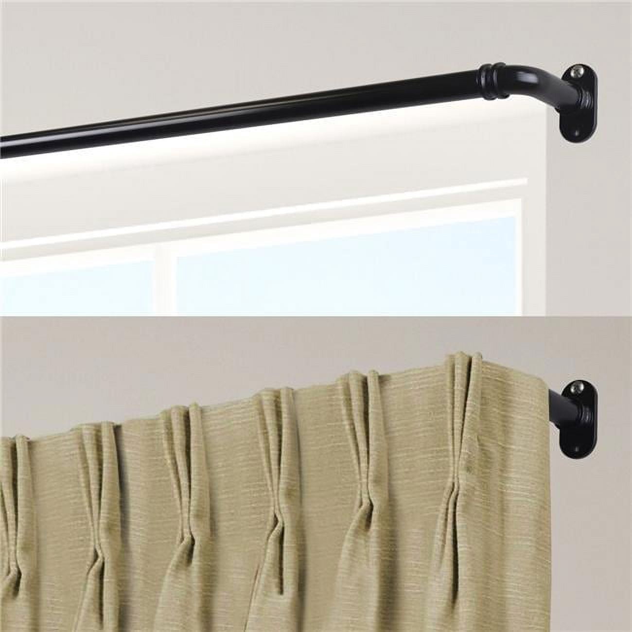 0.625 in. Blackout Curtain Rod with 84 to 120 in. Extension, Black ...