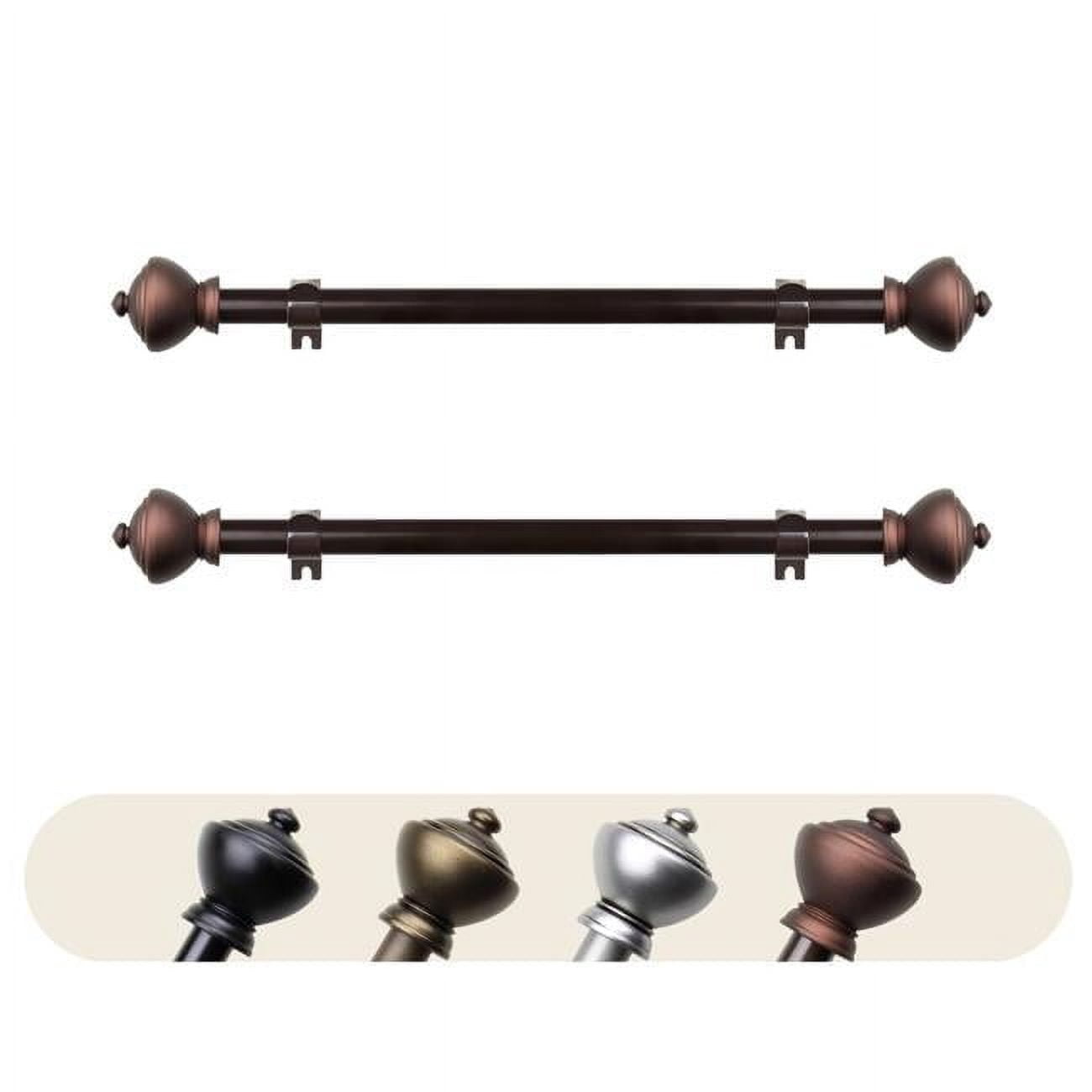 0.625 in. Dia. Logan Side Curtain Rod, Cocoa - 12-20 in. - Set of 2 ...