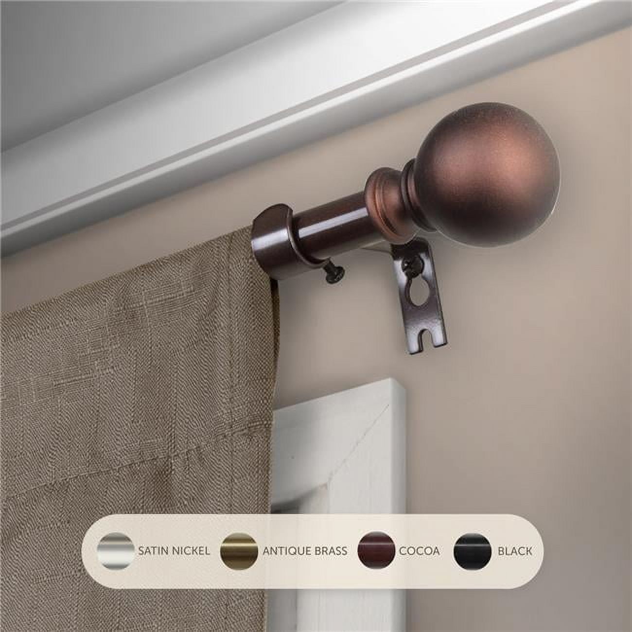 0.625 in. Jayden Curtain Rod with 28 to 48 in. Extension, Cocoa ...