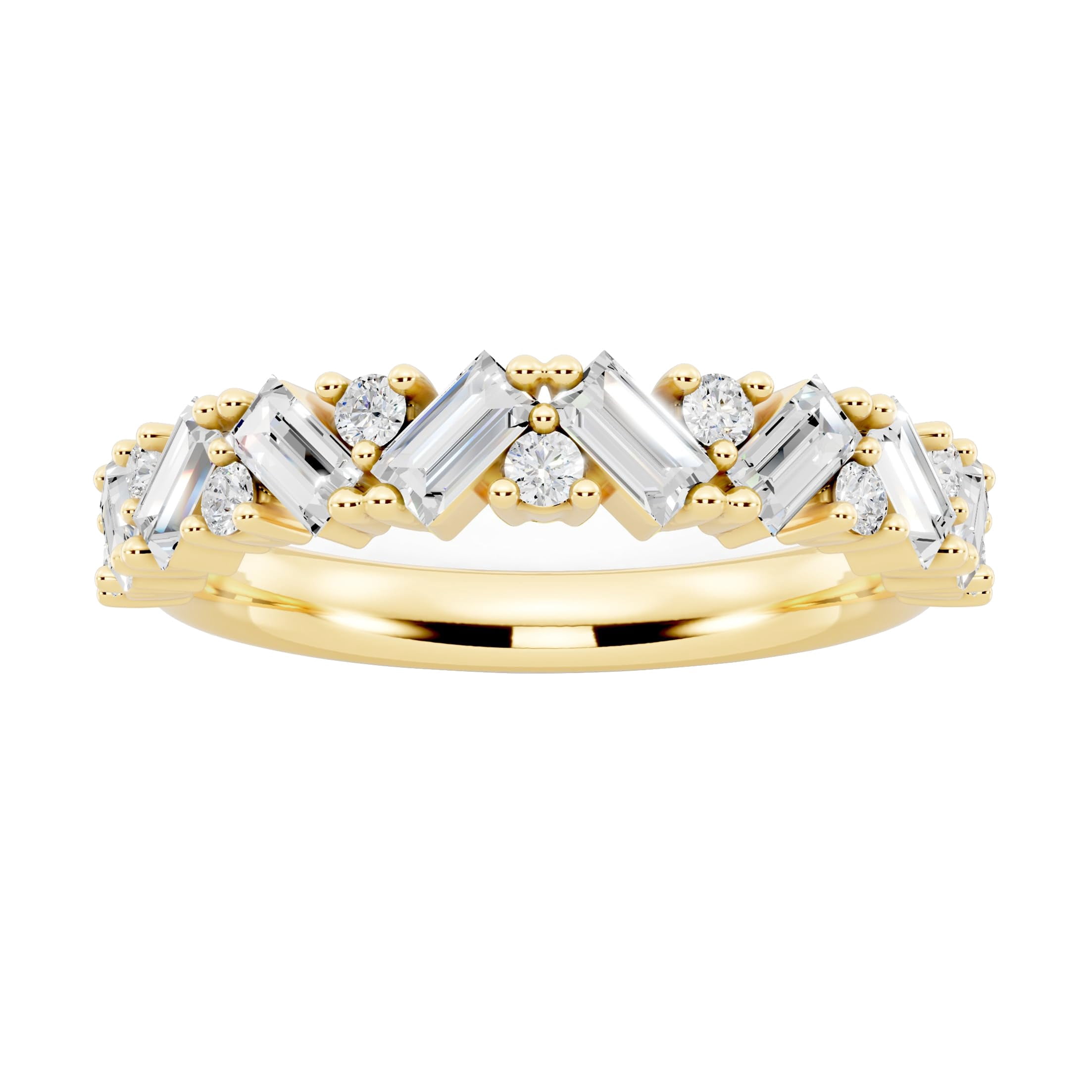 0.65 Ctw Round & Baguette Moissanite Wedding Bands Ring for Women 14K ...