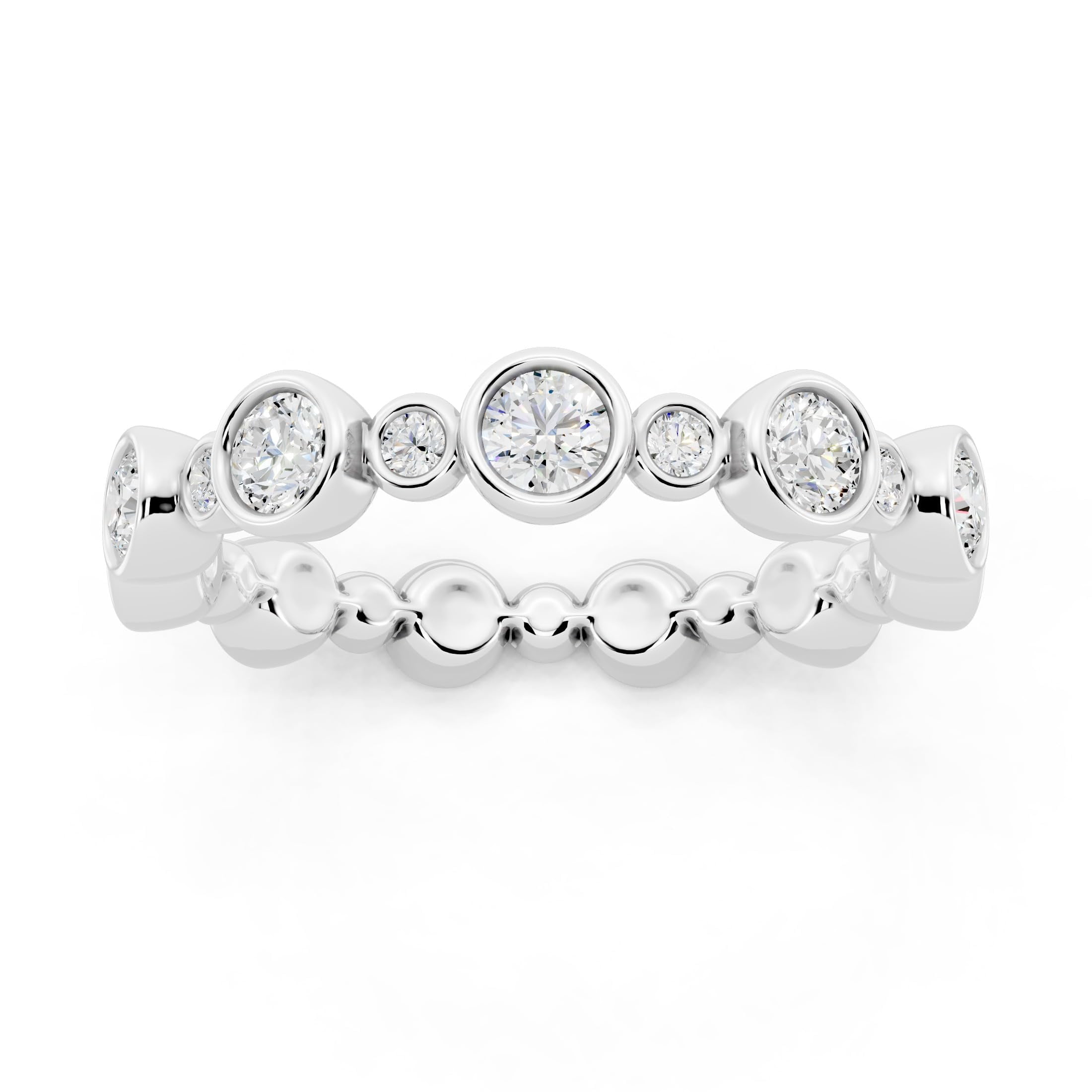 0.65 ct Round Moissanite Eternity Engagement Ring for Women in 14K ...
