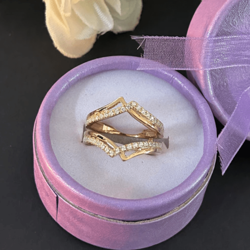 0.65Ct. Diamond Enhancer Wedding Band- Double Curved Enhancer Matching Band In 925 Sterling ...