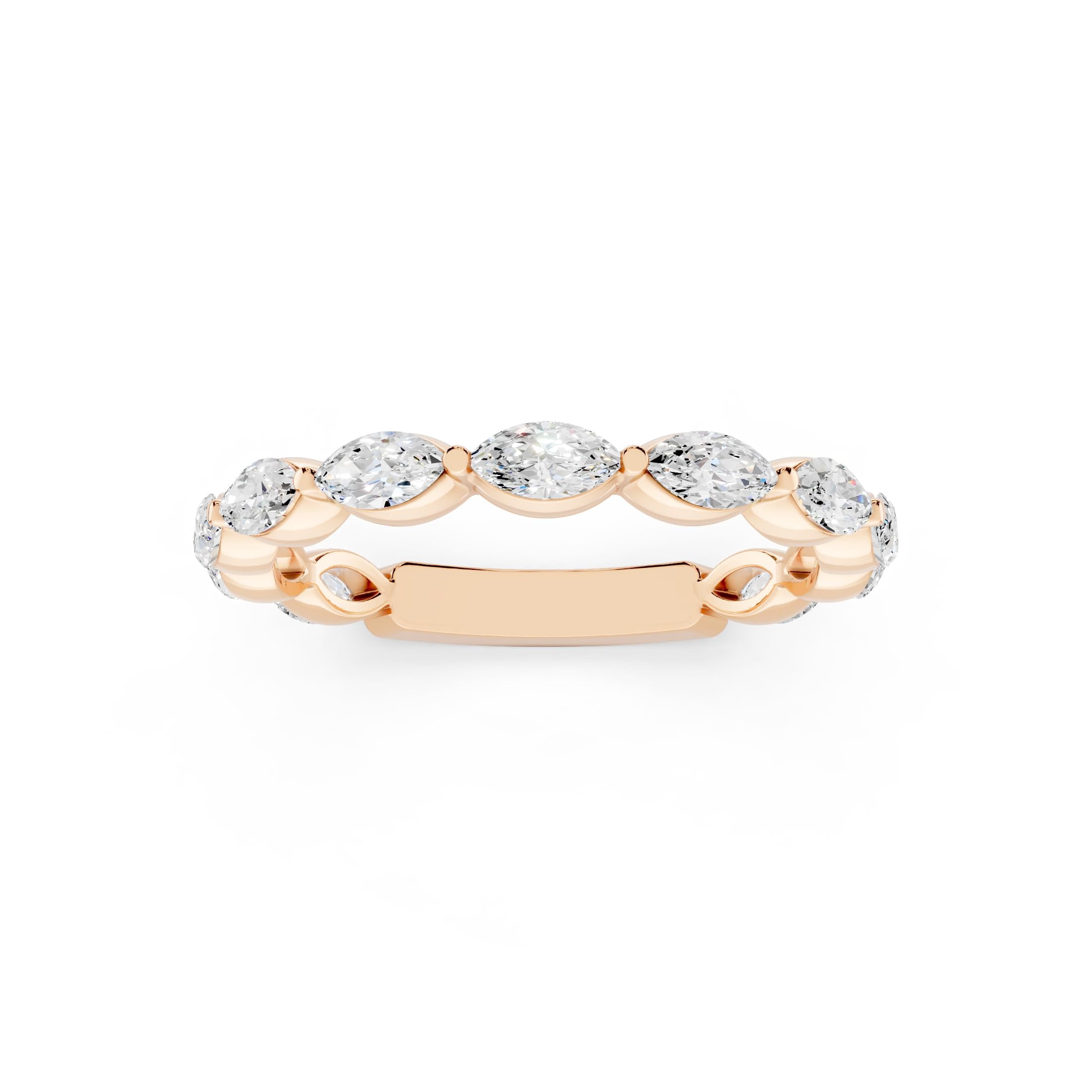 0.66 CT Marquise Cut Moissanite Wedding Bands Ring for Women in 14K ...