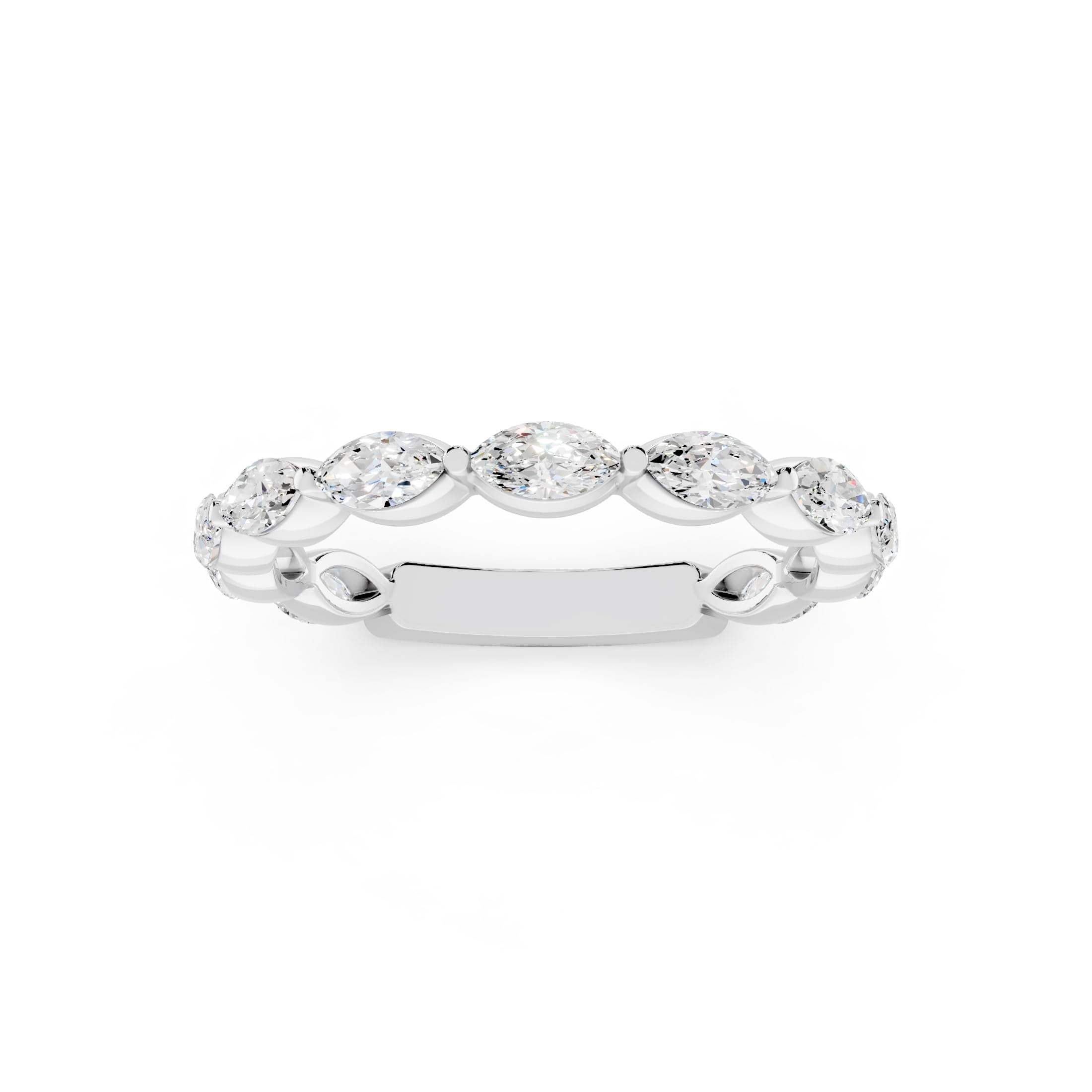0.66 CT Marquise Cut Moissanite Wedding Bands Ring for Women in 14K ...