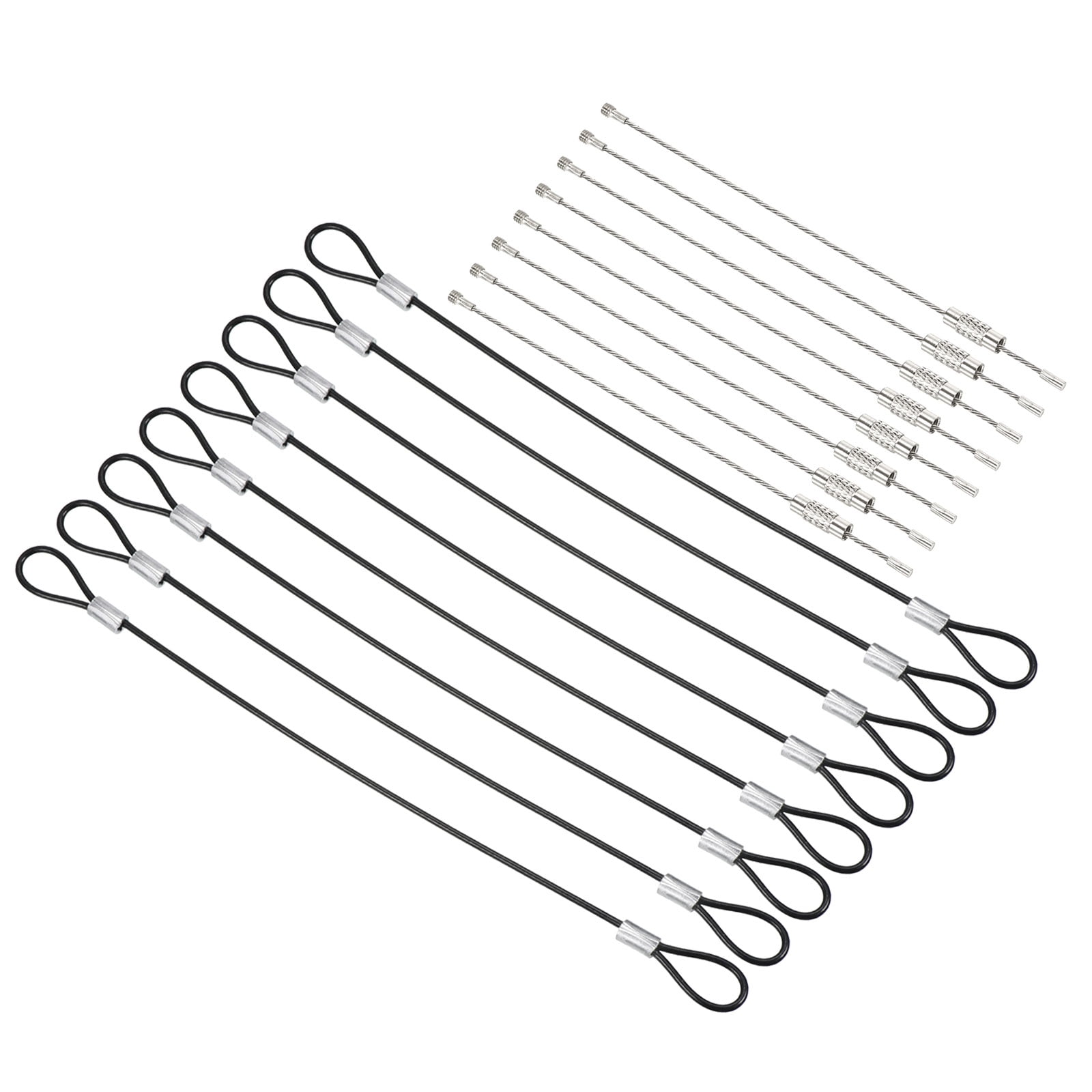 0.6Ft Stainless Steel 2mm Dia Safety Cable Lock with Double Loop ...