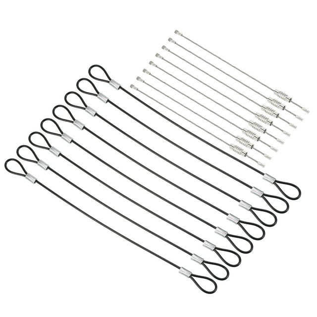 0.6Ft Stainless Steel 2mm Dia Safety Cable Lock with Double Loop ...