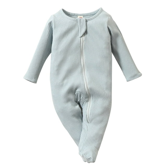 0-6M Newborn Baby One-Piece Zip Sleepwear, Footie Pajamas, Front Zip, Organic Cotton, Infant ...
