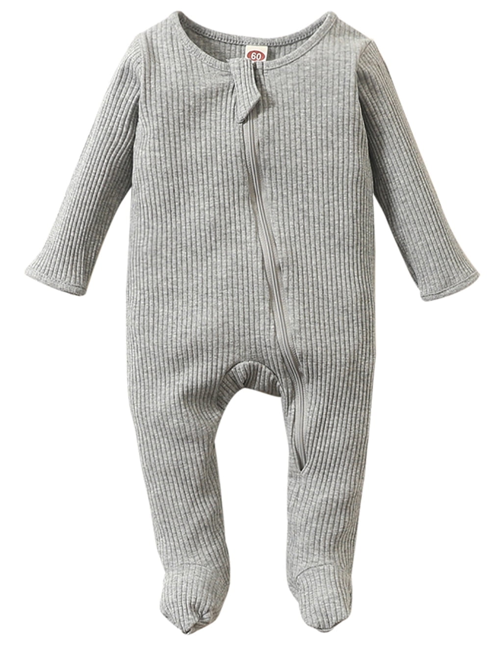 0-6M Newborn Baby Footie Pajamas Zipper Front Infant Cotton One-piece ...