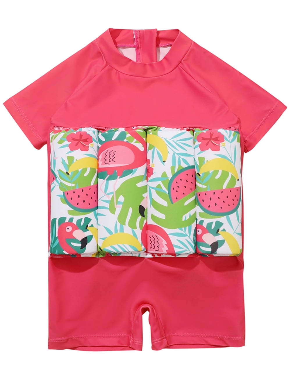0-6T Toddler Baby Girl Short Sleeve Float Swimsuit Buoyancy Sticks One ...