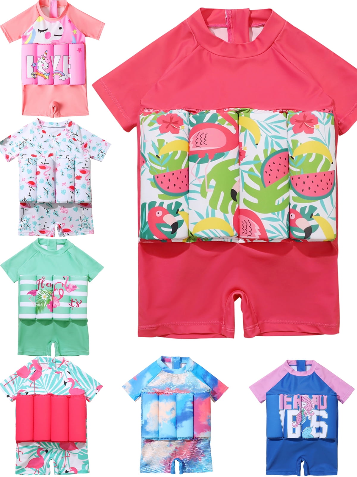 0-6Y Baby Toddler Girls Float Suit One Piece Rashguard Cartoon Short ...