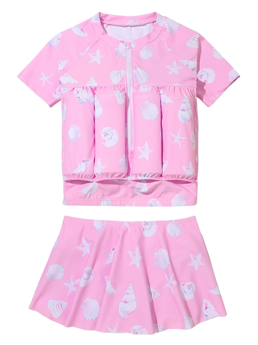 0-6Y Kids Baby Girls Float Suit Rashguard Long Sleeve Zip up Buoyancy ...