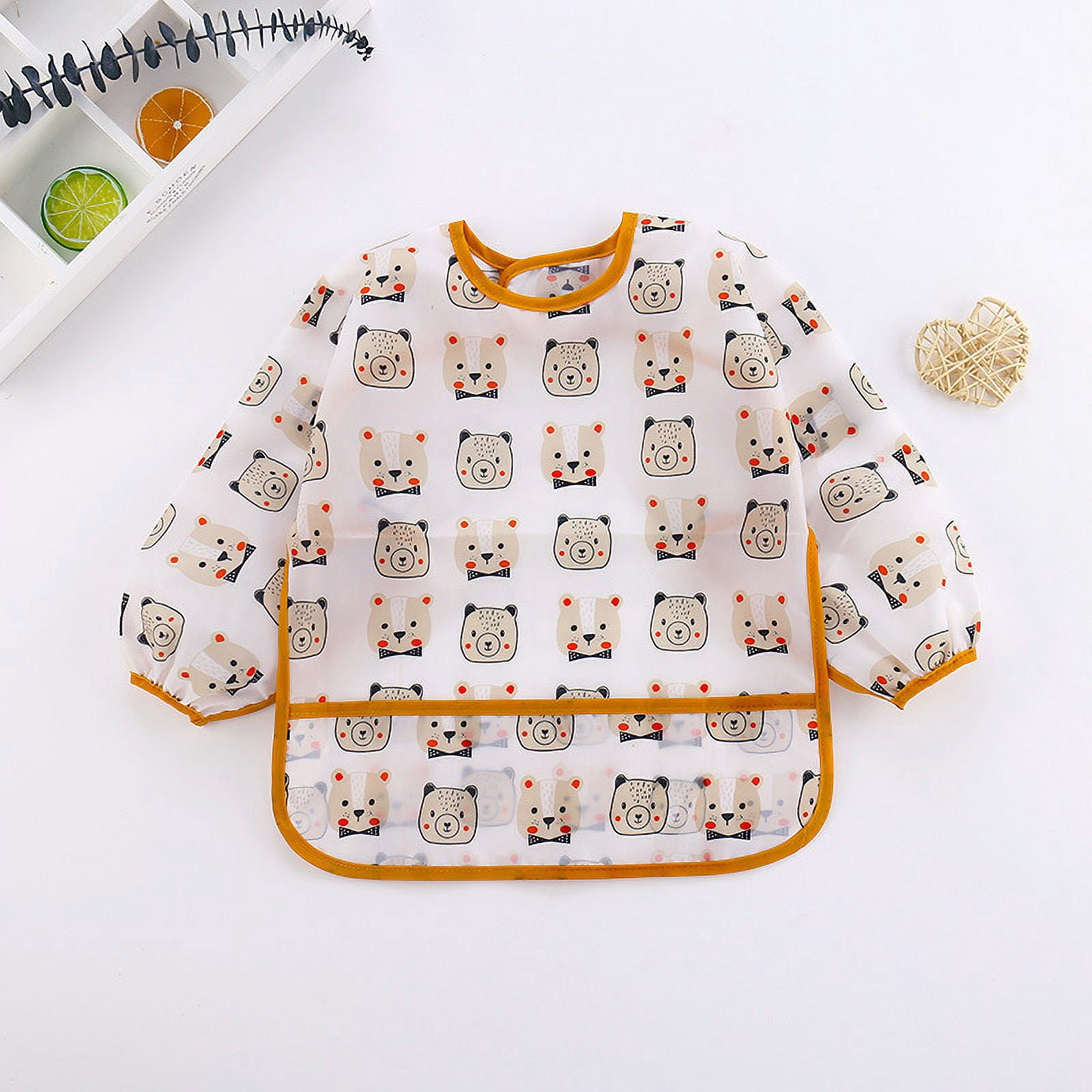0-6Years Baby Cartoon Silicone Bibs Toddler Waterproof Long Sleeve Art ...
