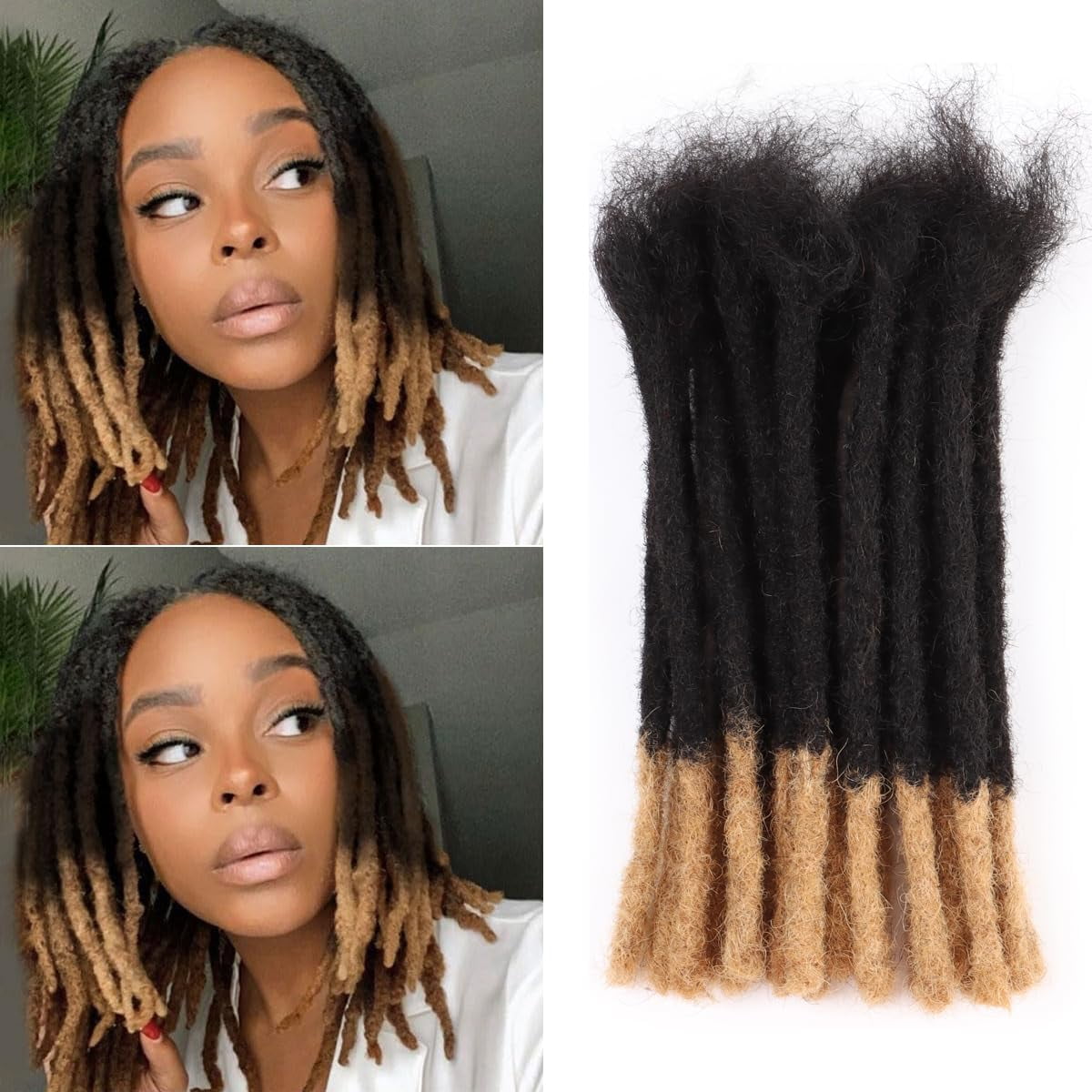 0.6cm Dreadlock Extensions Human Hair 14 Inch 30 Strands Permanent Loc ...