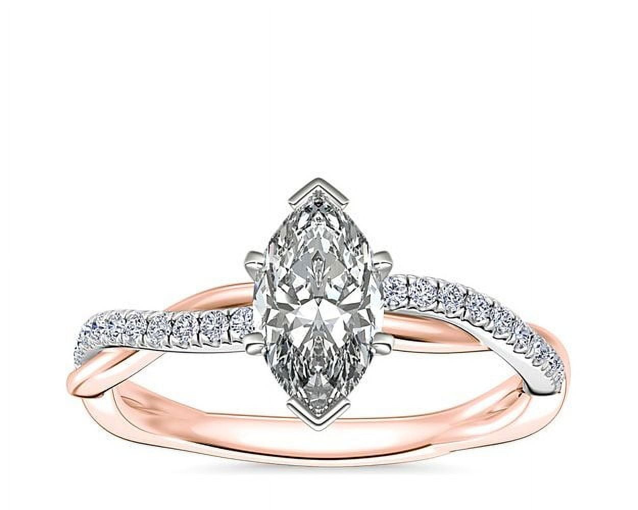 0.70 Carat Brilliant Marquise Cut Natural Diamond Elegant Solitaire with Accents Ring for her ...