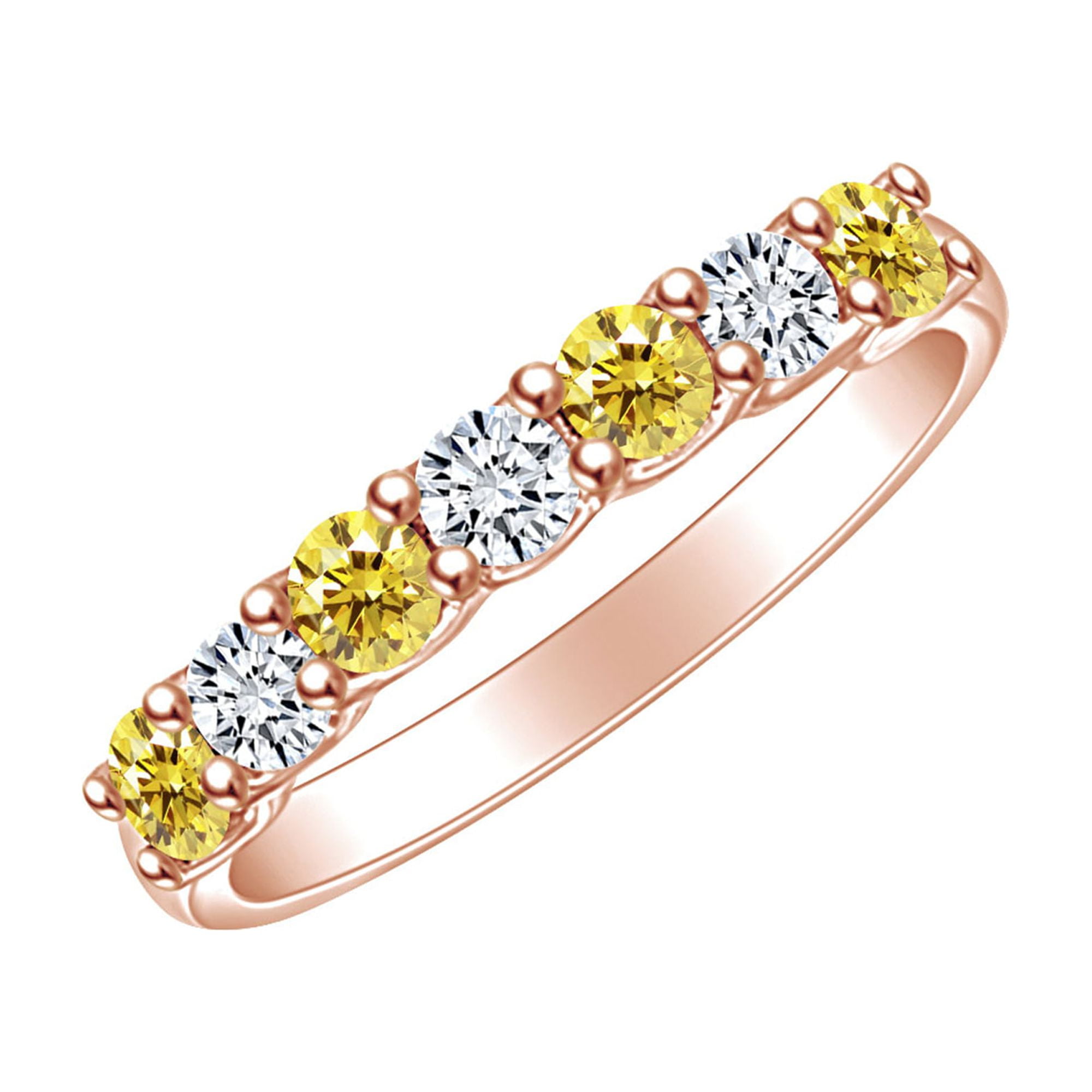 AFFY 0.70 Carat (Ctw) Round Shape White & Yellow Natural Diamond ...