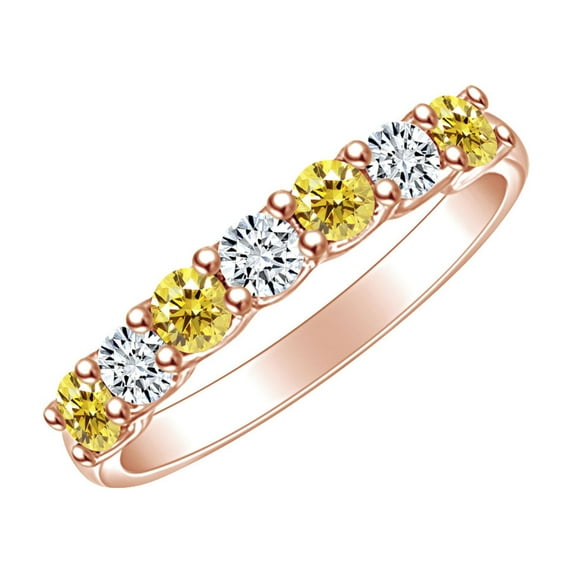 AFFY 0.70 Carat (Ctw) Round Shape White & Yellow Natural Diamond ...