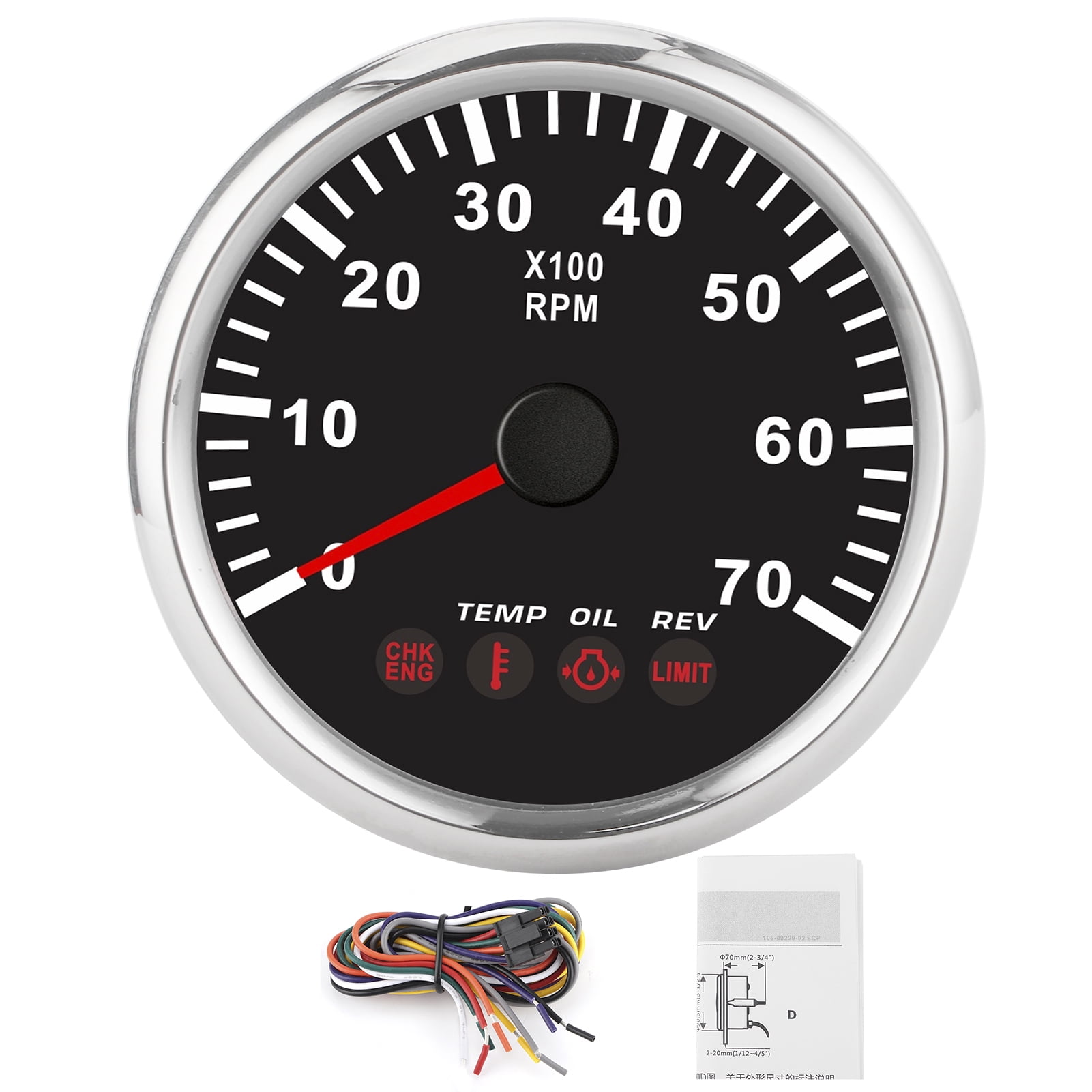0‑7000RPM Tachometer Gauge with Oil Pressure Temp Engine Failure Alarm ...