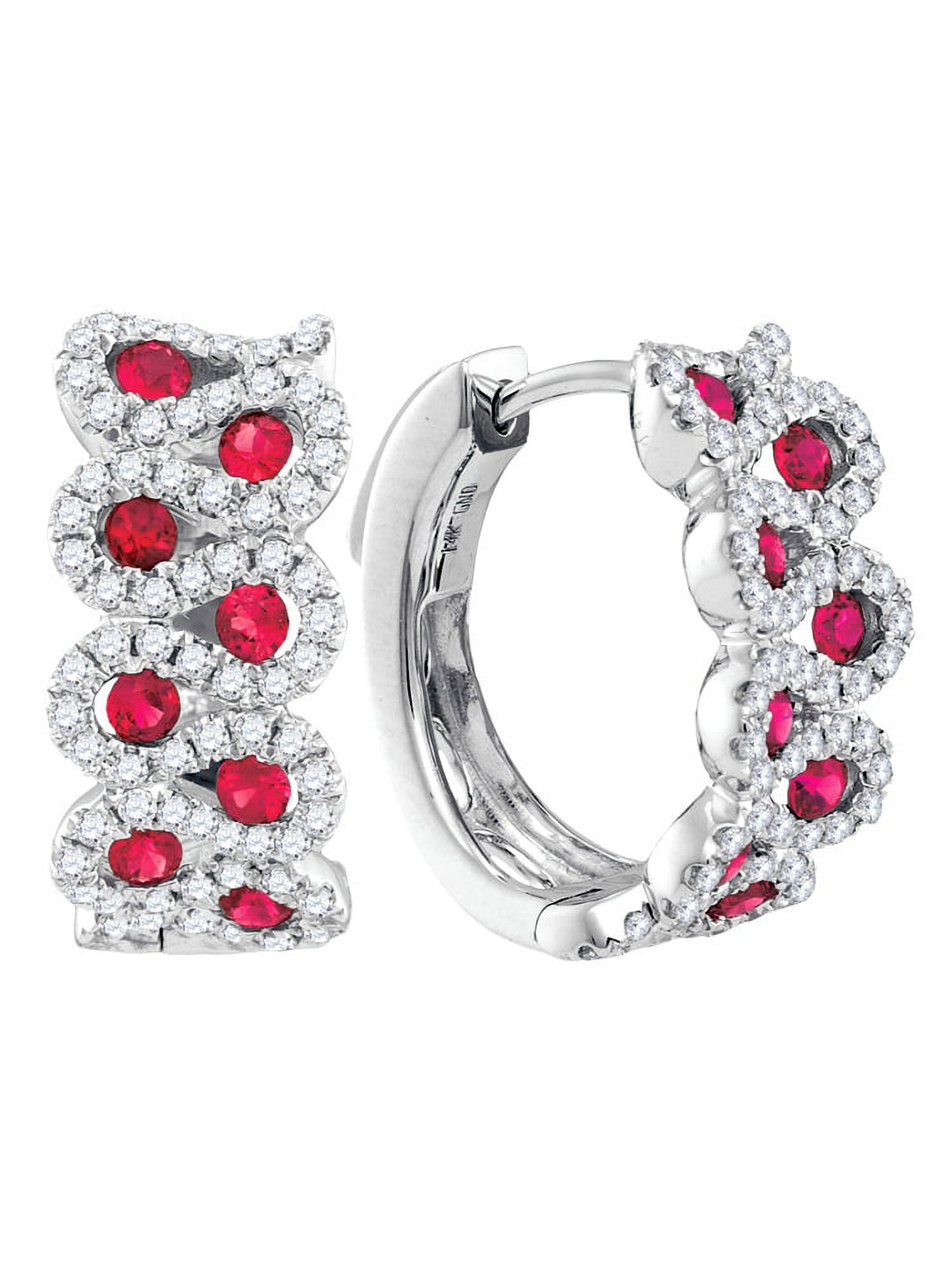 0.70ctw Diamond 0.81ctw Ruby Hoops - Walmart.com